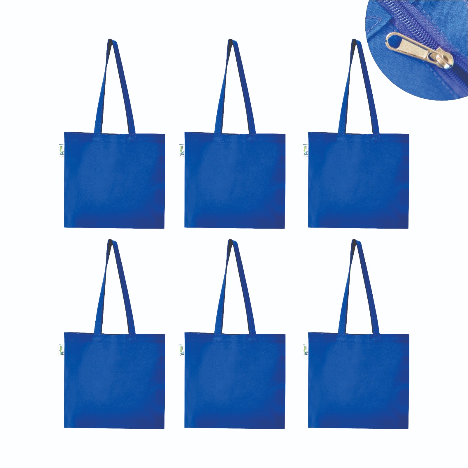 Buy Online Vantagekart 5oz Blue Cotton Tote Bags with Zip, Strong 13 ...